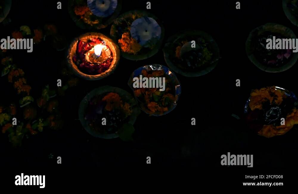 Diya floating in water of Ganges in Varanasi , India Stock Video ...