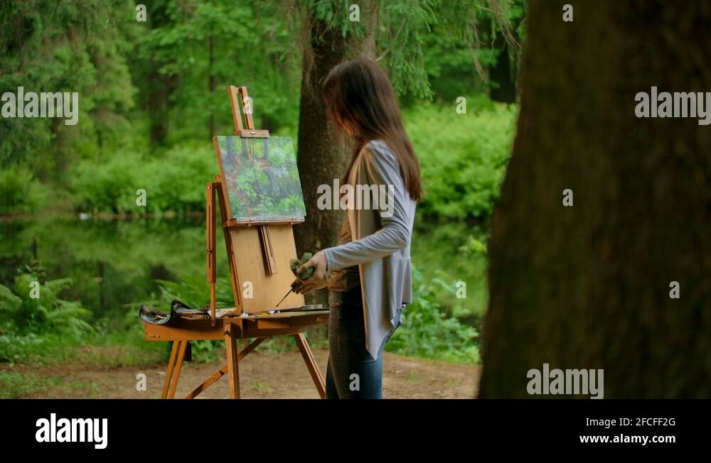 Young girl rear view painting Stock Videos & Footage - HD and 4K Video ...