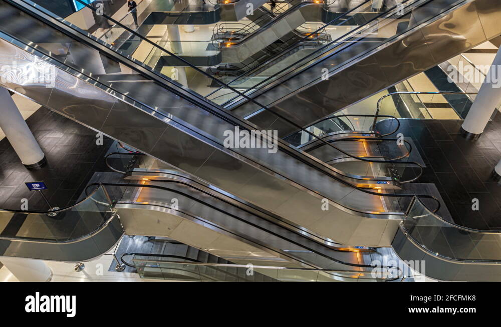 Escalators in interior office building Stock Videos & Footage - HD and ...