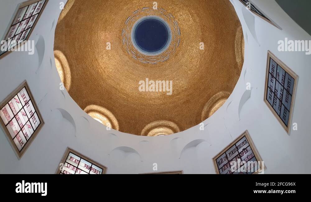 Pan Down from domed ceiling to the Altar in the Church of the ...