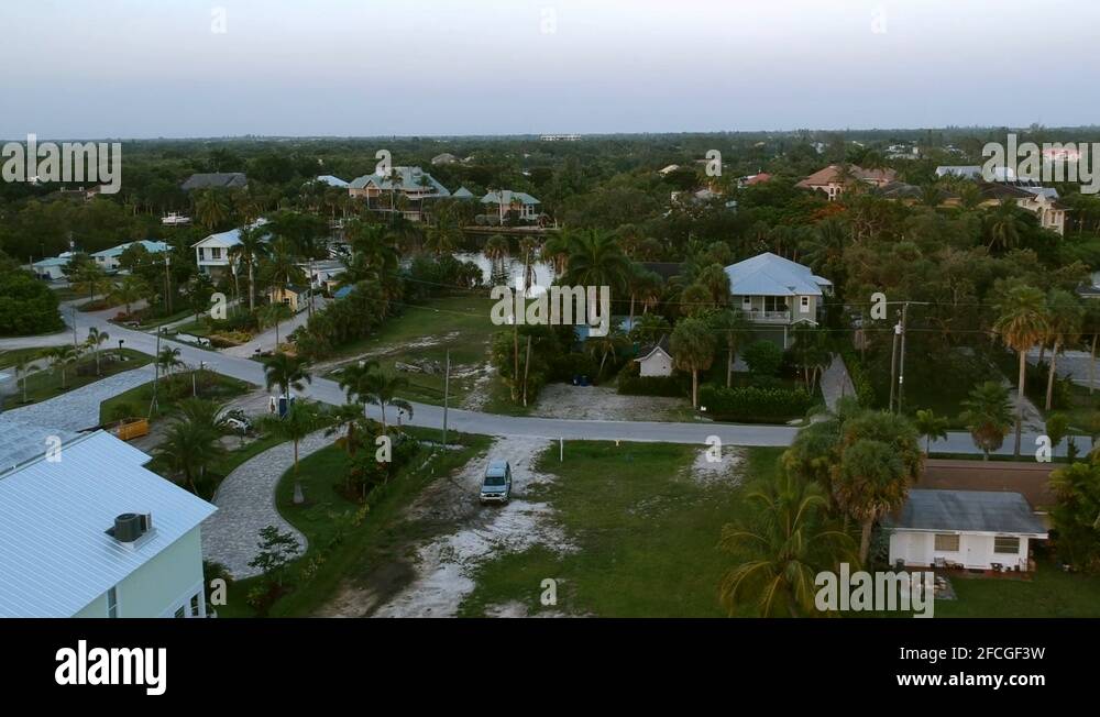 Cinematic footage of Imperial River in Bonita Springs Florida at golden ...