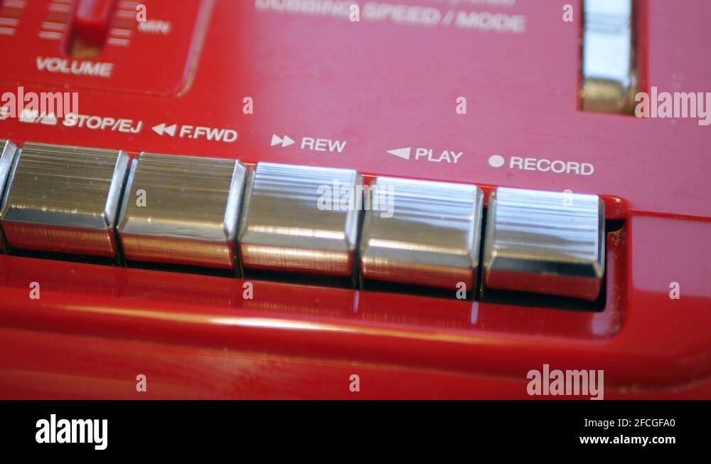 Pushing Play Button On A Vintage Audio Stereo Cassette Recorder Stock ...