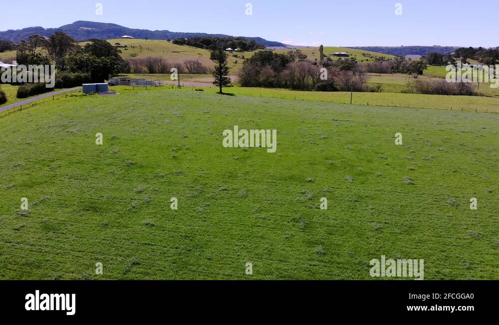 Sweeping drone video of a farm in the Illawarra, NSW, Australia Stock ...