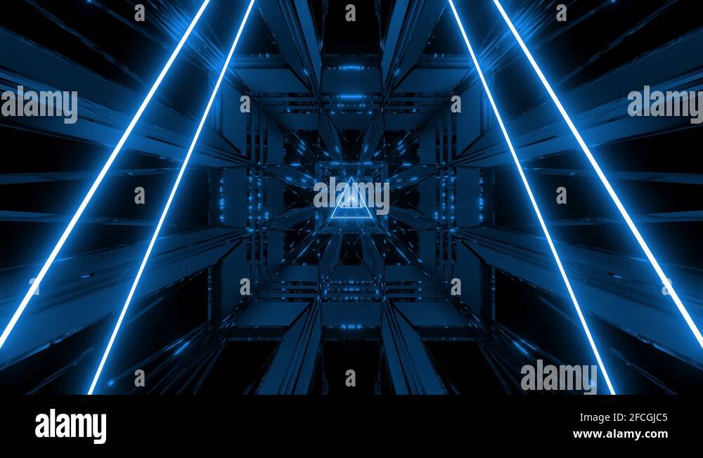 glowing triangle wireframe design 3d illustration motion background ...