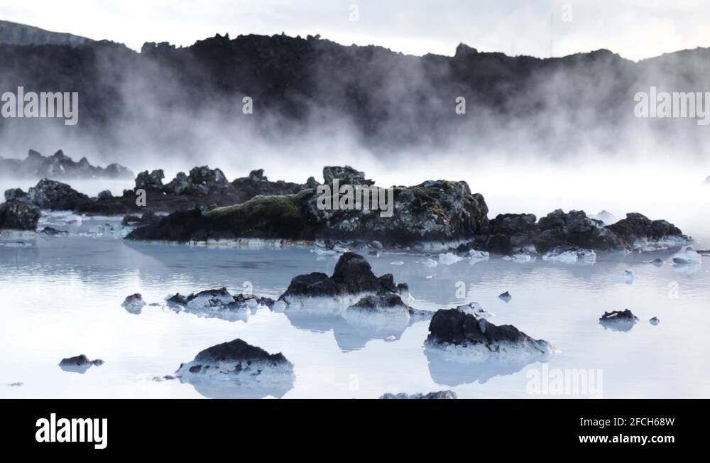 Steam coming out of the Blue Lagoon, Iceland's most famous hot springs ...