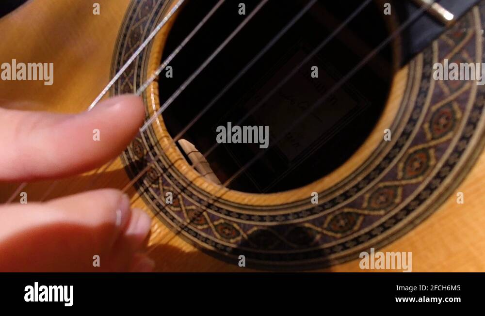 Guitar performance and fingersing over strings. Guitarist playing rock ...