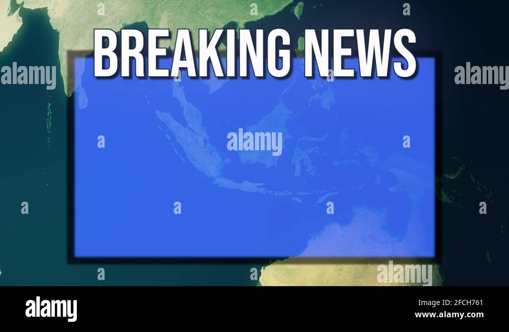 A Breaking News text headline over a semi-transparent blue box (copy ...