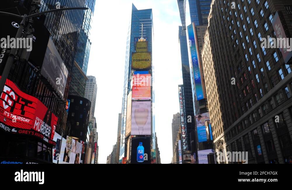 Iconic Times Square Shiny Led Billboards on Buildings and Skyscrapers ...