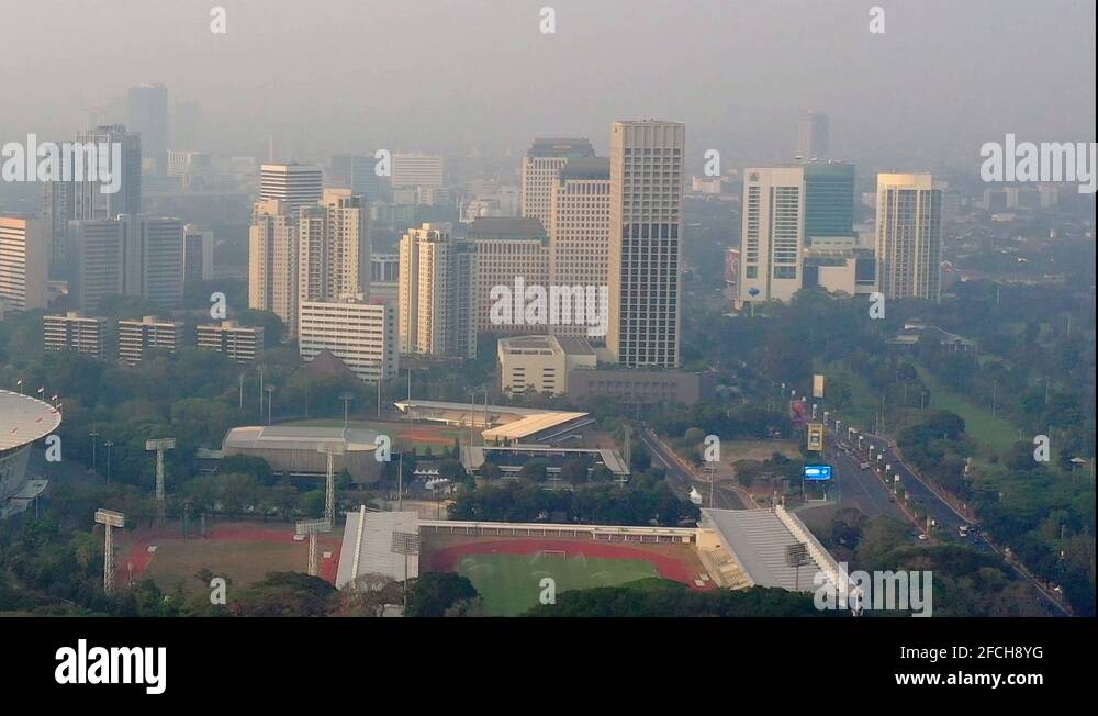 Aerial view of Gelora Bung Karno madya Stadium in Senayan sport complex ...