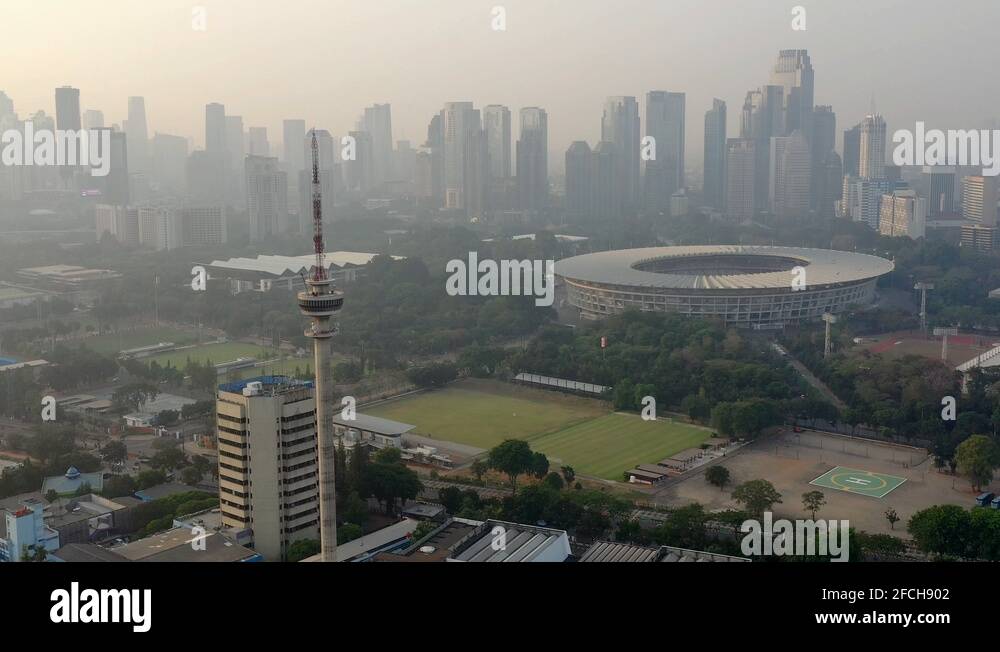 Aerial view of Gelora Bung Karno Main Stadium in Senayan in Jakarta ...