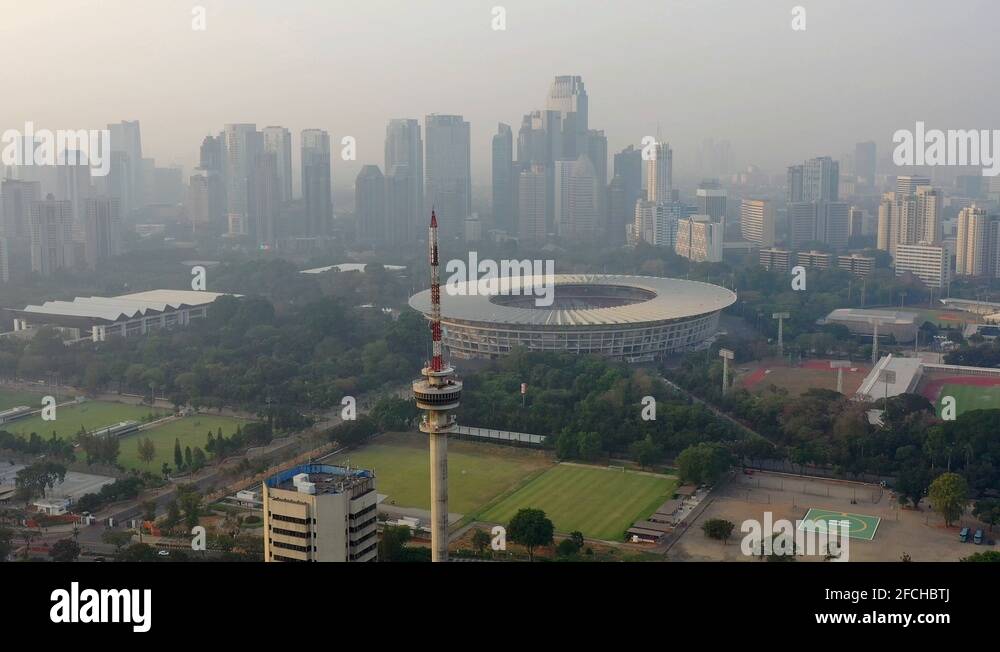 Aerial view of Gelora Bung Karno Main Stadium in Senayan in Jakarta ...