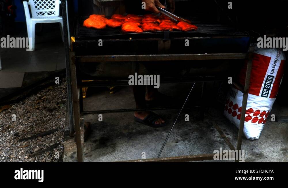 Street food cooking on the beach in Thailand. (Slow Motion - Angle 002 ...