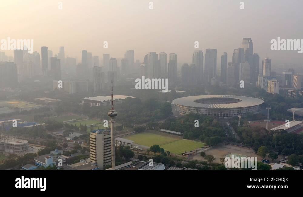Aerial view of Gelora Bung Karno Main Stadium in Senayan in Jakarta ...
