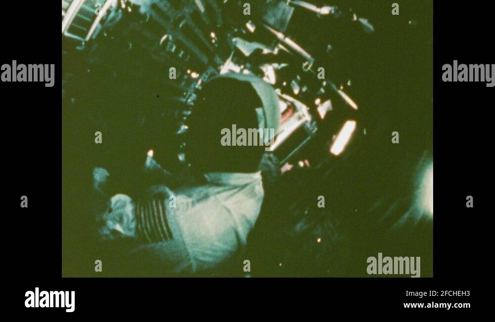 1970s: UNITED STATES: crew inside Apollo 8 do routine checks. Mission ...