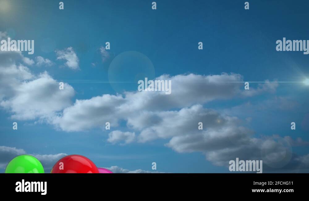 Floating balloons and happy birthday graphic Stock Video Footage - Alamy
