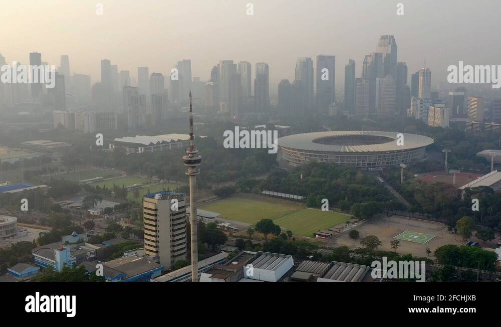 Aerial view of Gelora Bung Karno Main Stadium in Senayan in Jakarta ...