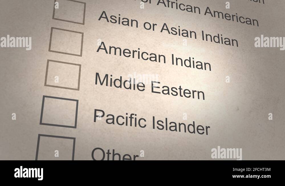 Paper ethnicity checklist on job application - Pacific Islander option ...