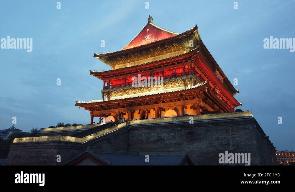 China xian wall city centre bell tower building Stock Videos & Footage ...