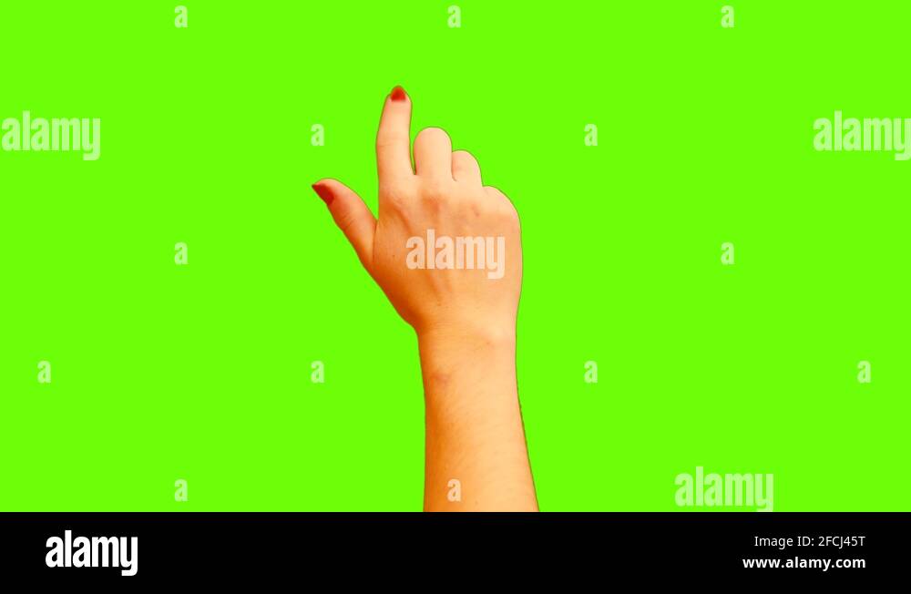 Female hand, Touchscreen gestures, double tap on green screen Stock ... Female hand, Touchscreen gestures, double tap on green screen Stock ...