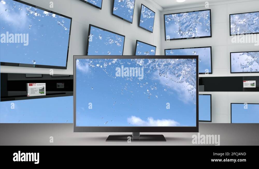 Television flat screens on display Stock Video Footage - Alamy