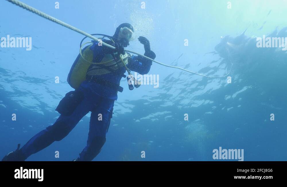 Scuba diver at his safety stop Stock Videos & Footage - HD and 4K Video ...
