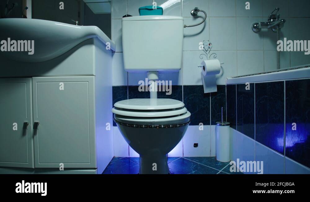 RGB LED lights on toilet flashing 4K Stock Video Footage - Alamy