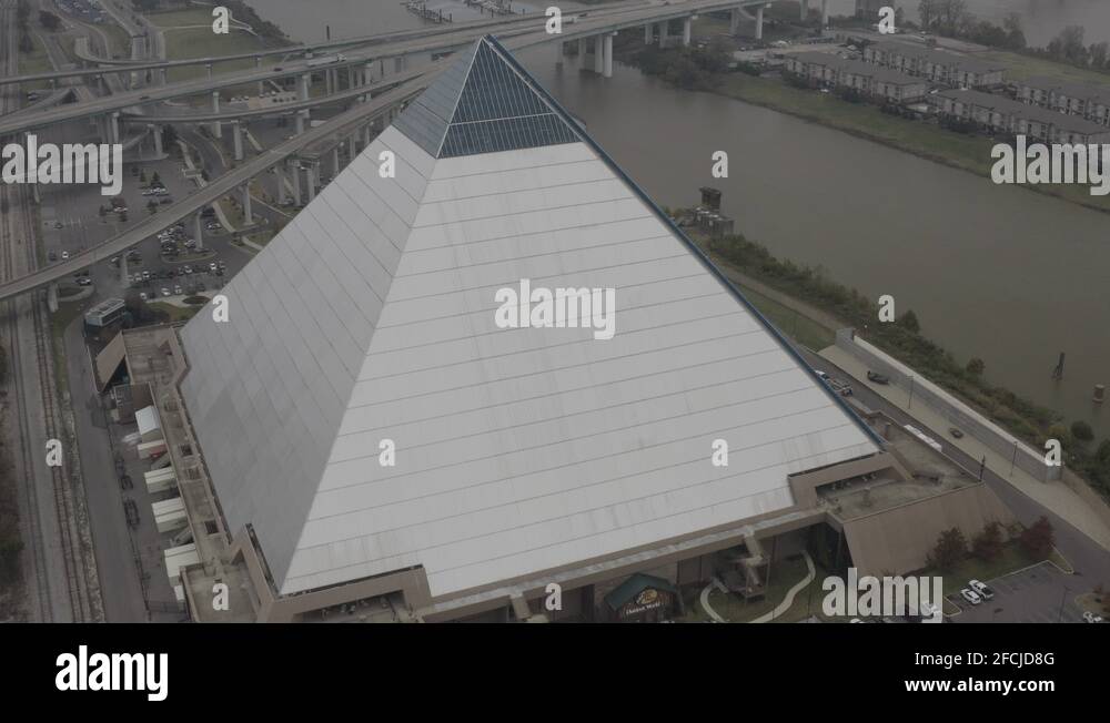 An aerial view of downtown Memphis and Bass Pro Shops at the Pyramid ...
