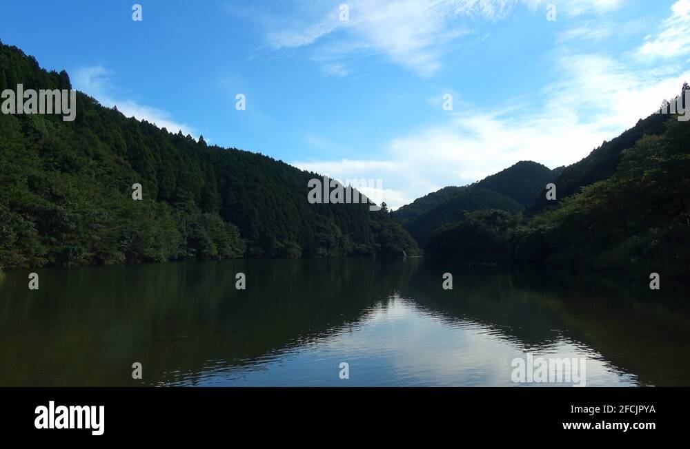 Tilt of the beautiful pond, lake in Shimonoseki city in Yamaguchi ...