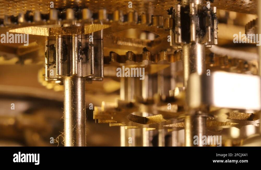 Inside mechanism of an old antique clock Stock Video Footage - Alamy