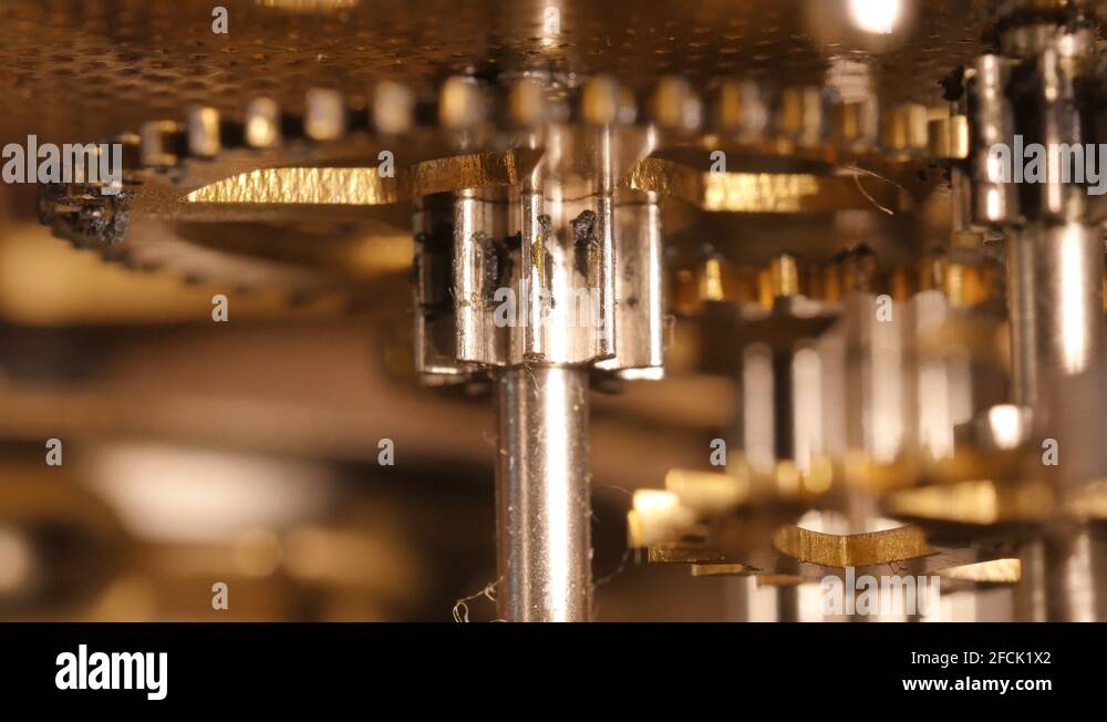 Inside mechanism of an old antique clock Stock Video Footage - Alamy