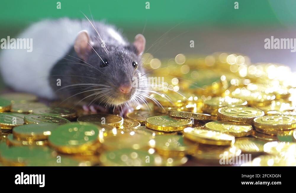 Black and white rat on a money background Stock Video Footage - Alamy