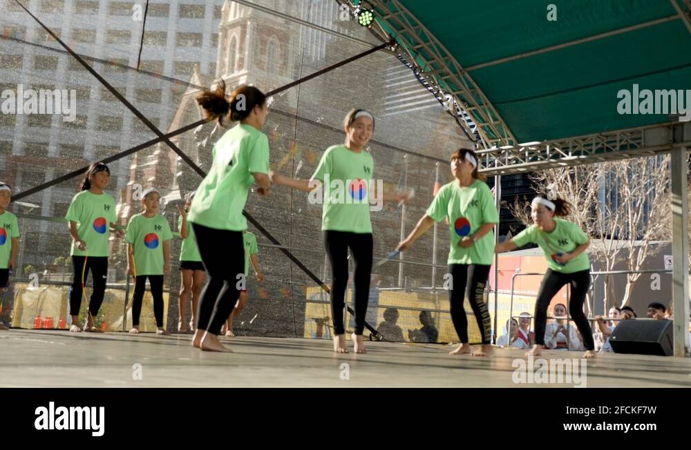 kids group rope jumping and rope skipping during korean festival Stock ...