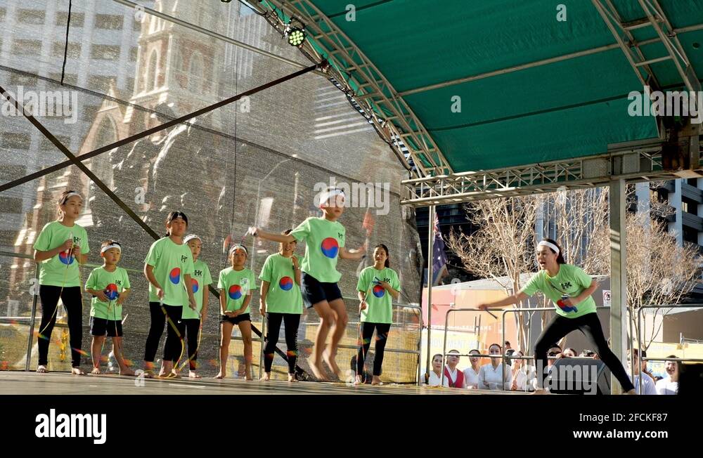 kids group rope jumping and rope skipping during korean festival Stock ...