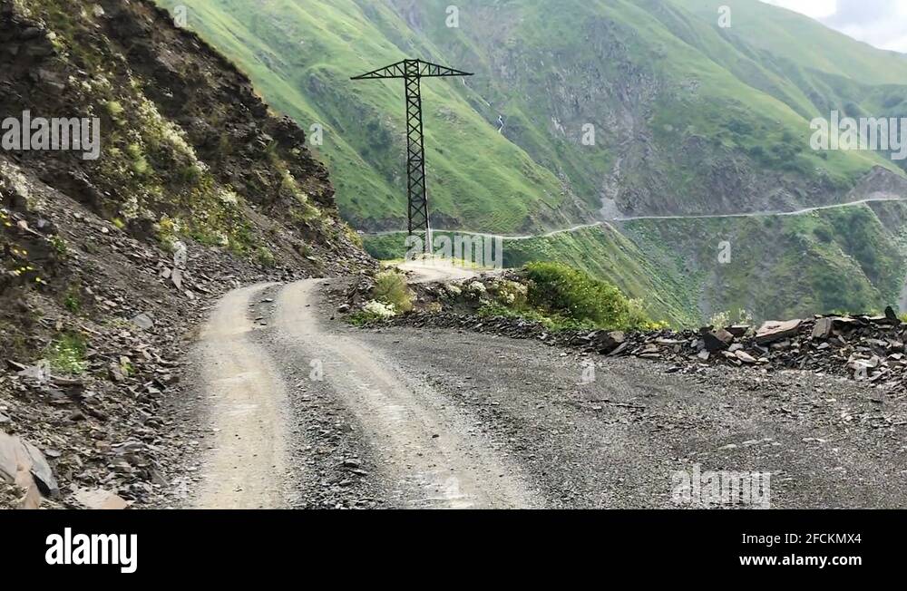 Driving on the most dangerous mountain road in Georgia Tusheti, view ...