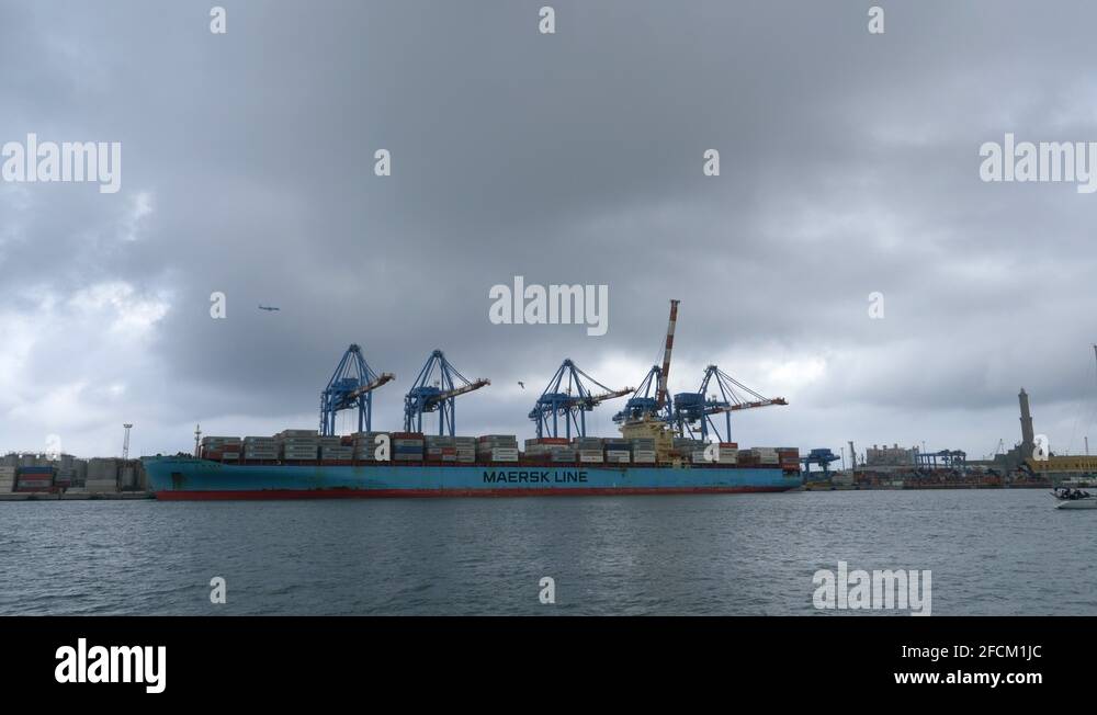 Maersk container ship loading and unloading Stock Videos & Footage - HD ...