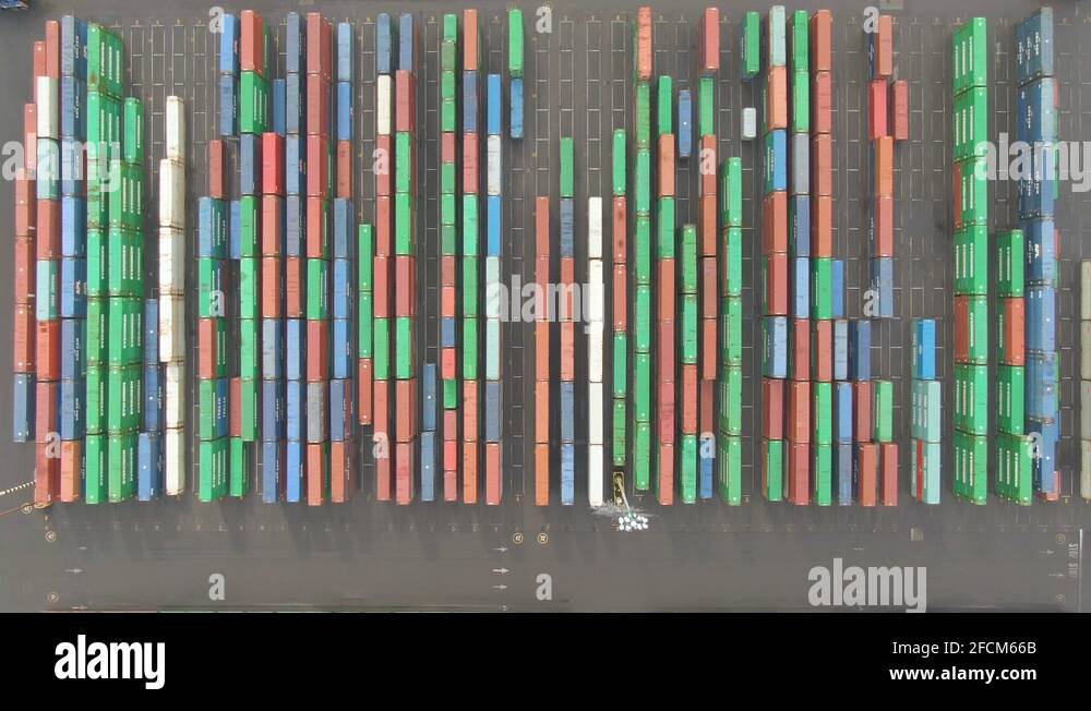 DRONE: Long lines of shipping containers cover the export terminal of ...