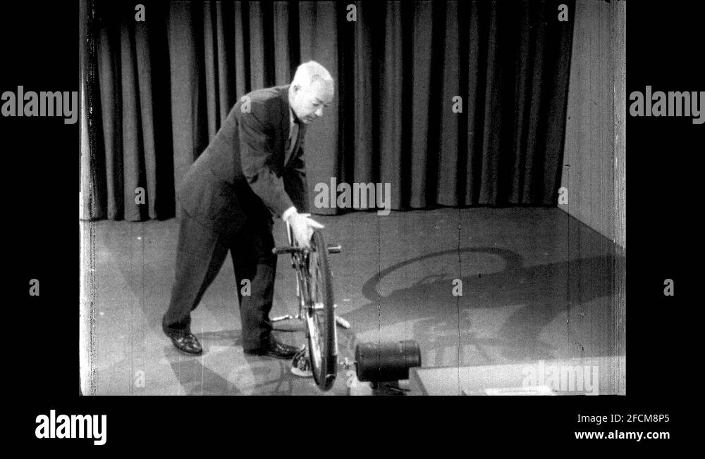 1960s: Man attaches bicycle to generator. Man replaces battery packs ...