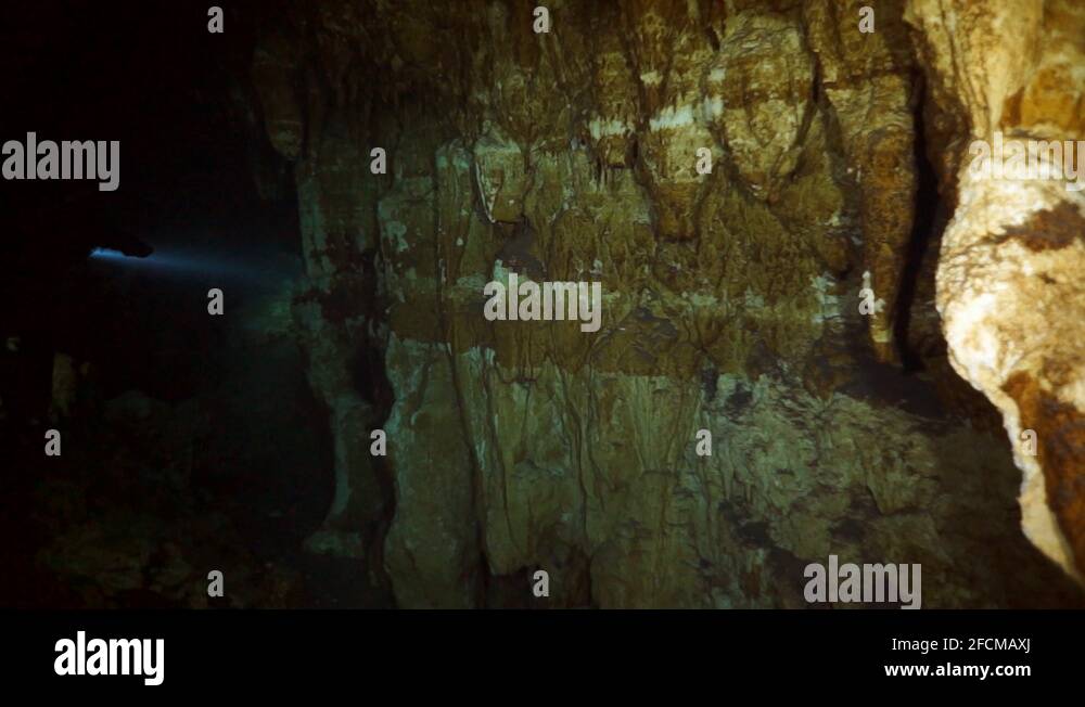 Cave diving in underwater caves of Yucatan Mexico cenotes Stock Video ...