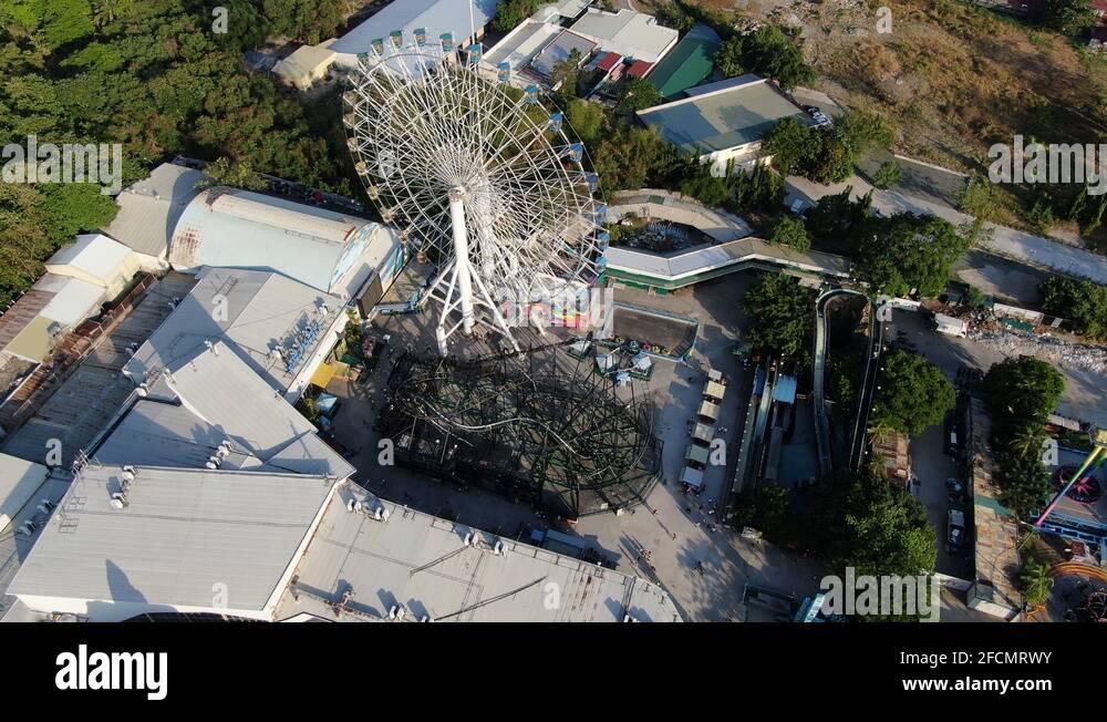 Star City theme park aerial view of ferris wheel the roller coaster and ...