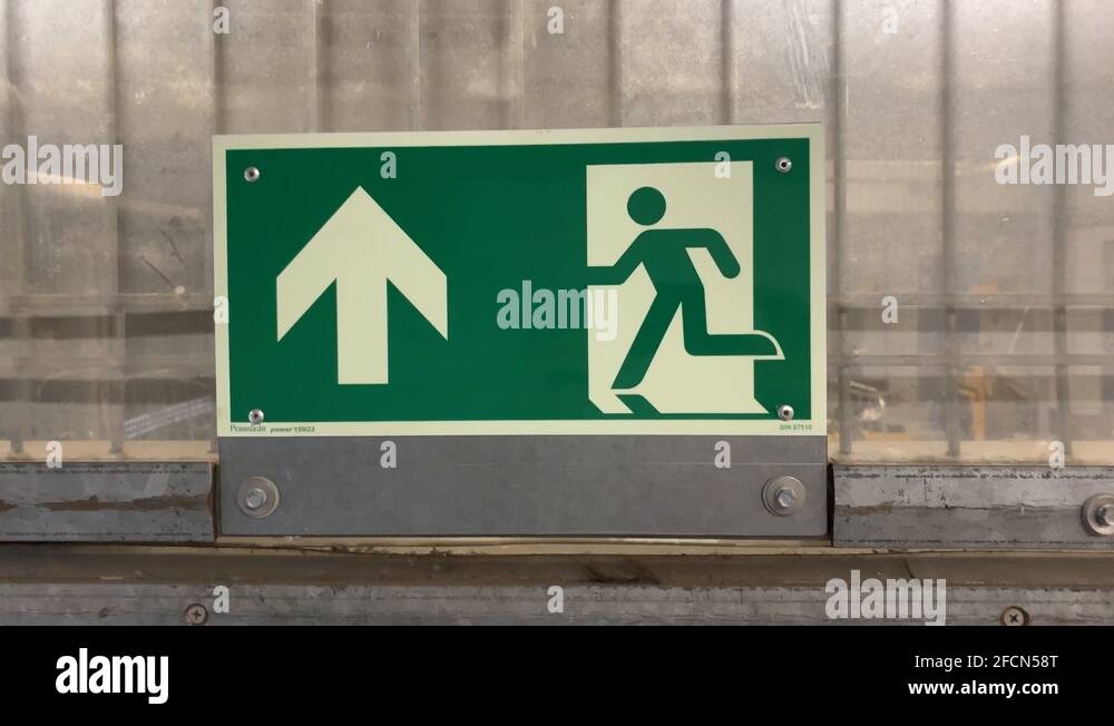 Close up,showing emergency exit rescue sign.Attention fire escape Stock ...