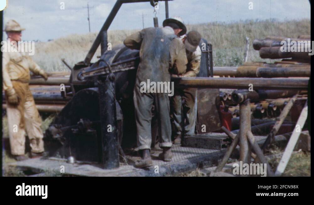 1960s Men at Work WORKERS Oil Well Drill Rig Vintage Industrial Old ...