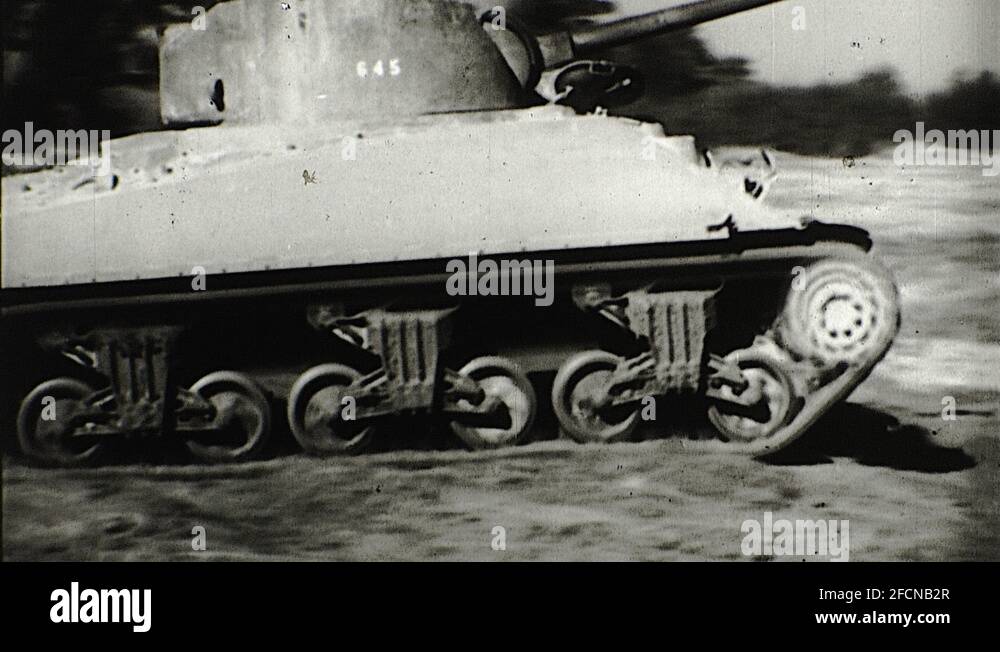 1940s WW2 Soldiers Ride Sherman Tank Into Battle Combat Vintage Old ...