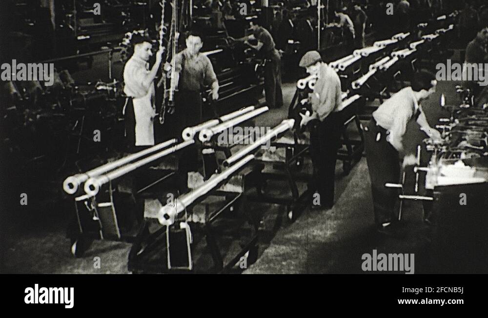 1940s Arms Factory Making Guns WW2 Sherman Tank War Industry Vintage ...