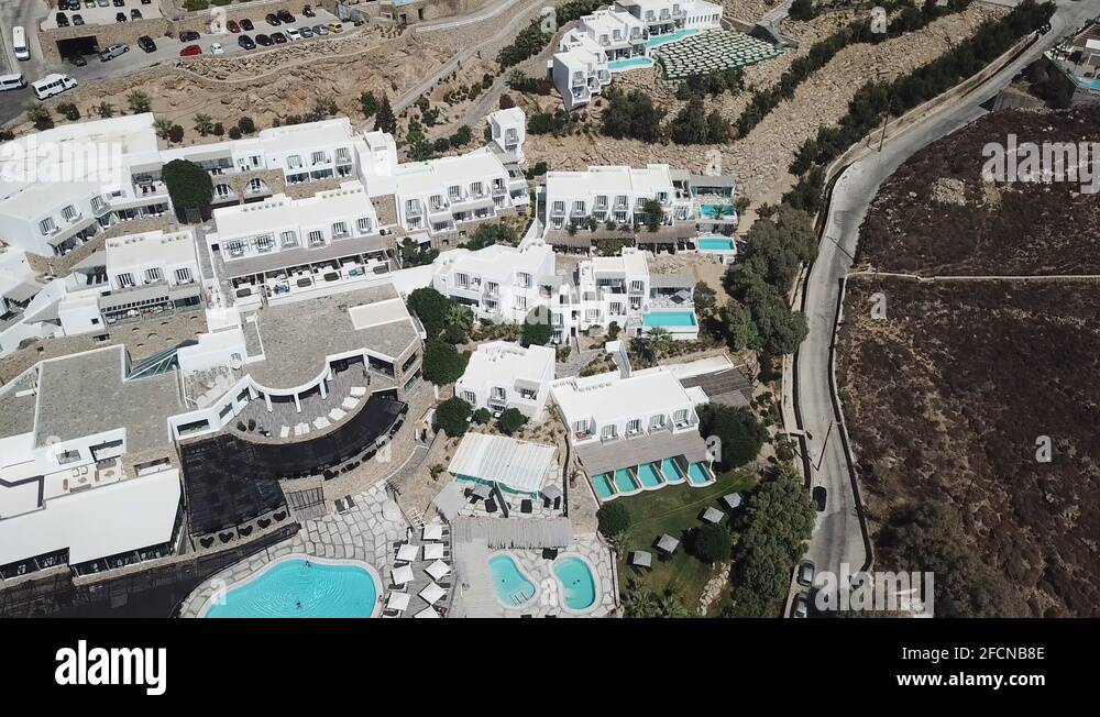 Typical White Facade Luxury Resorts and Villas With Pools on Hillside ...