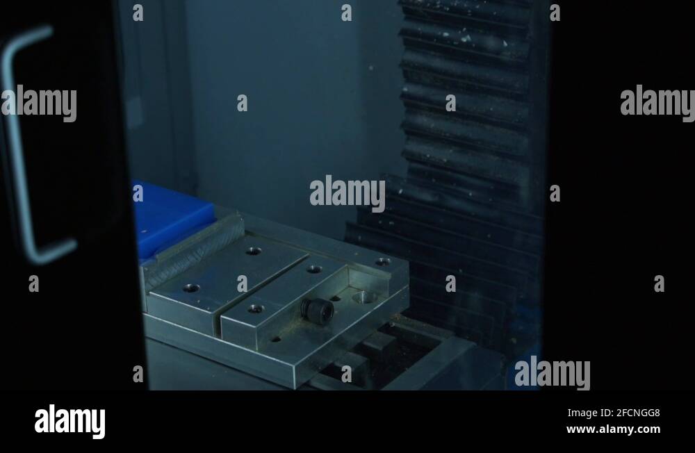 3 axis desktop CNC mill face cutting blue plastic stock with end mill ...