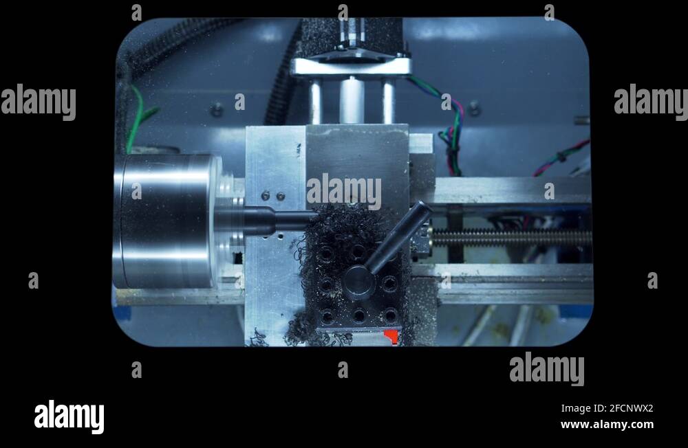 Desktop CNC lathe cutting chess pawn out of plastic stock real time ...