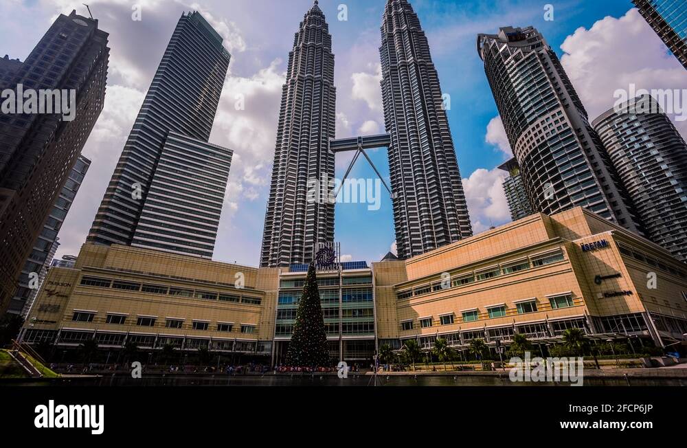 Petronas Twin Towers (KLCC) in Kuala lumpur time lapse Stock Video ...