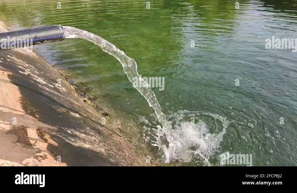 Water coming in pipe from tubewel by moter pump, ground water stocking ...