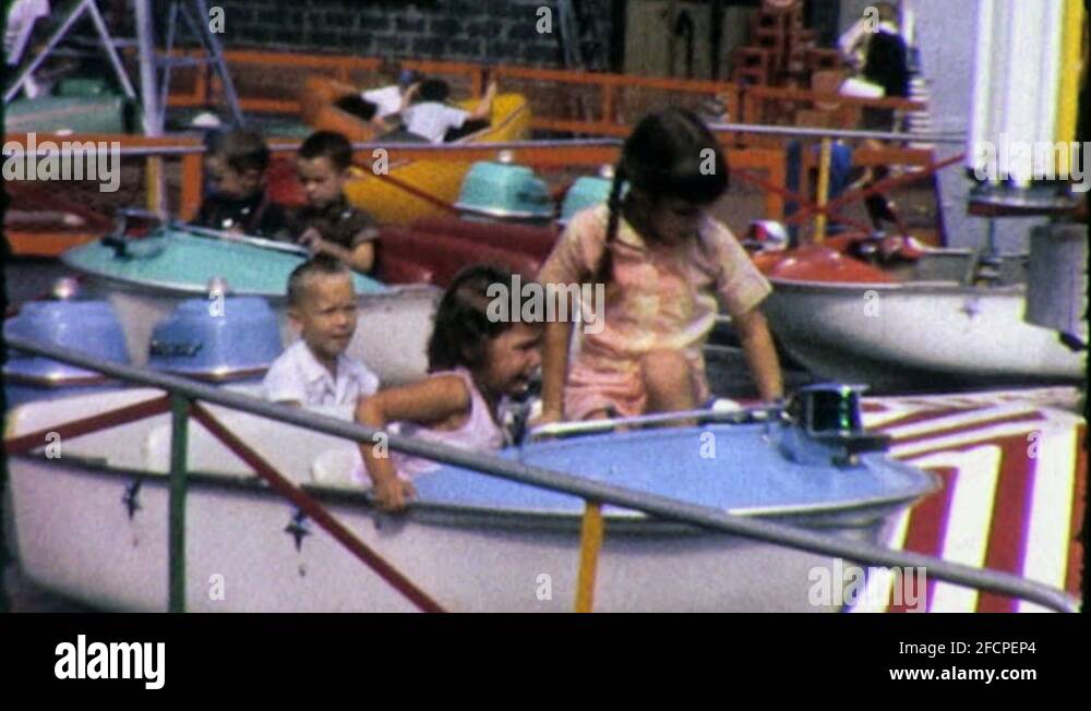 GIRL BOATERS KIDS RIDE Amusement Park Rides 1950s Vintage Film Home ...
