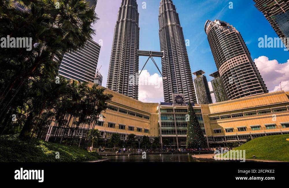 Petronas Twin Towers (KLCC) in Kuala lumpur time lapse Stock Video ...